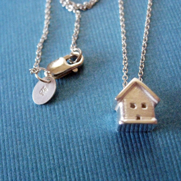 Tiny 3D House Necklace Sterling Silver - Jill K Davis Jewelry - PinkLion