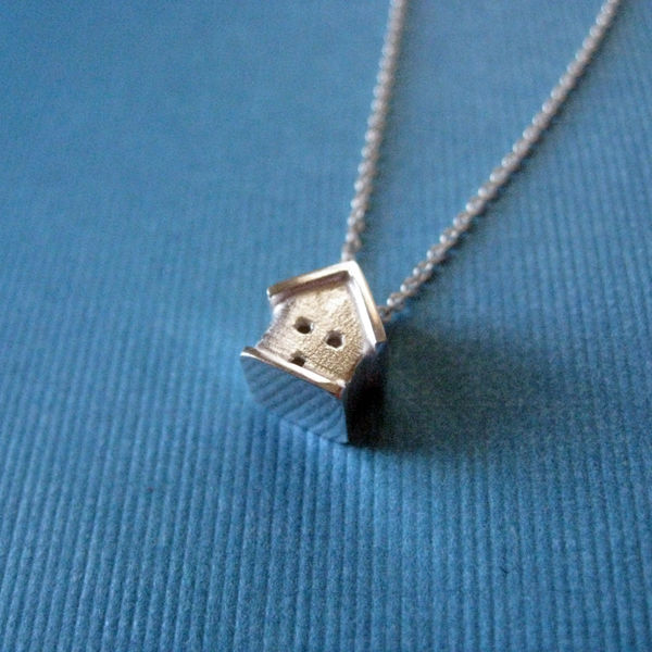 Tiny 3D House Necklace Sterling Silver - Jill K Davis Jewelry - PinkLion