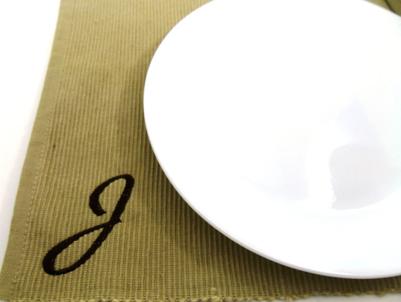 Monogrammed placemats. Simple and elegant. Washable. Custom embr ...