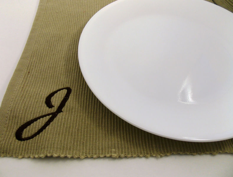 Monogrammed placemats. Simple and elegant. Washable. Custom embr ...