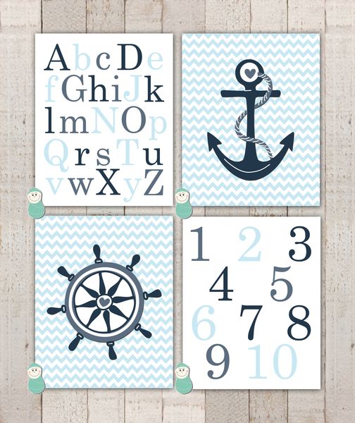 Nautical Alphabet and Number Baby Art Print - Life With Peanut - PinkLion