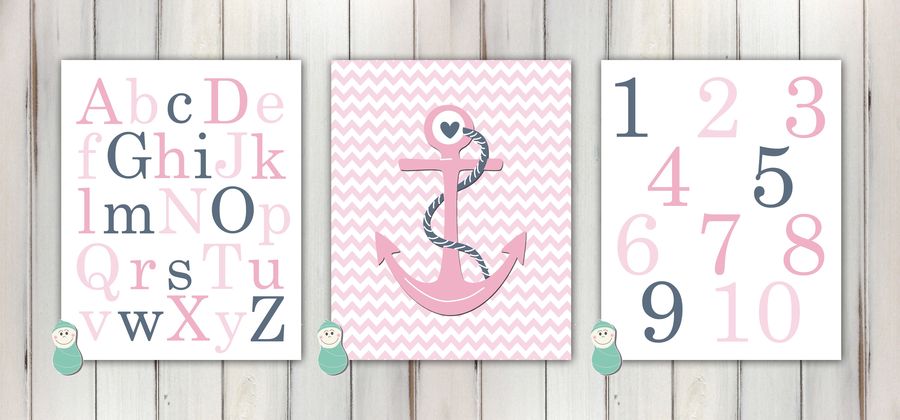 Nautical Alphabet and Number Baby Art Print - Life With Peanut - PinkLion