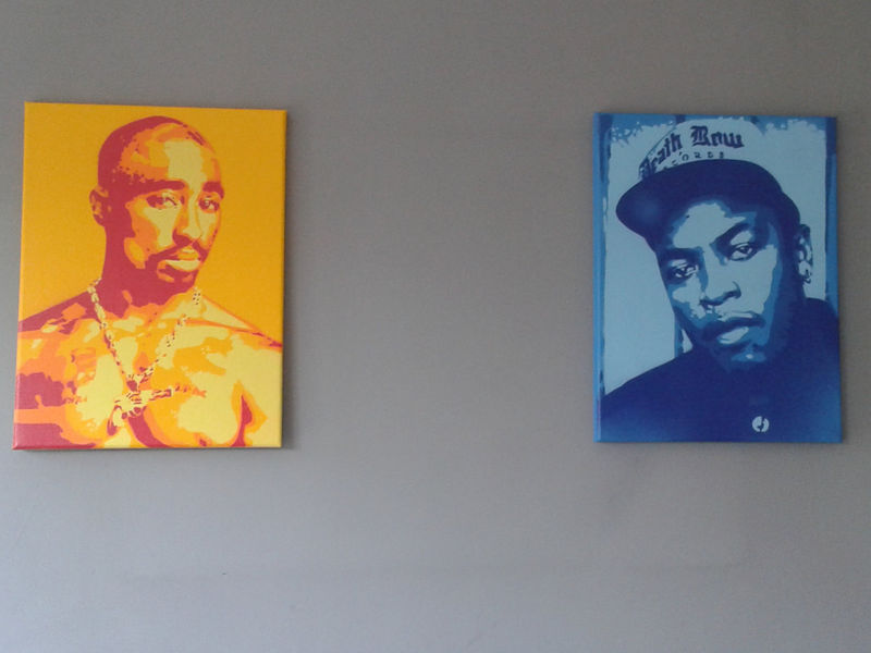 DR DRE painting on canvas,stencils,spraypaints,hip hop,rap,music - Abstract Graffiti - PinkLion