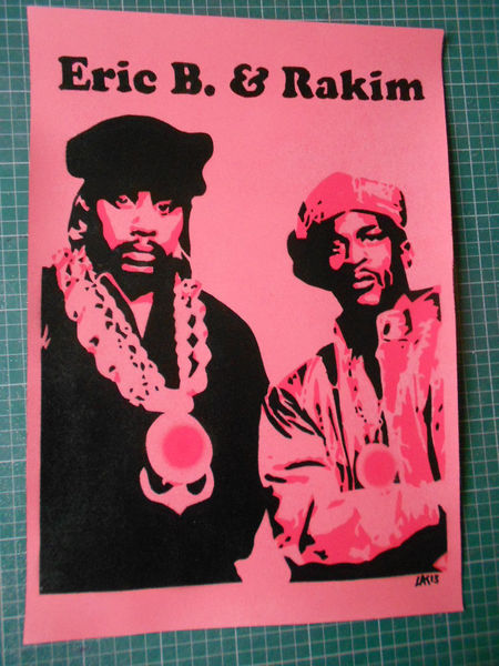 painting on card of Eric B & Rakim,stencils and spraypaints,hip ...