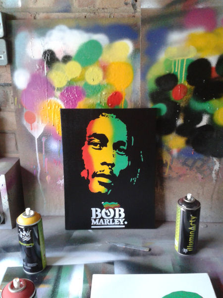 Bob Marley painting on canvas,stencils & spray paints,urban,rgga ...