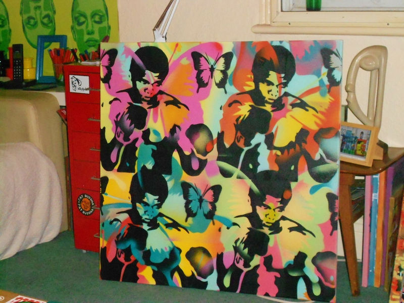 custom muhammad ali painting,float like a butterfly,stencil art ...