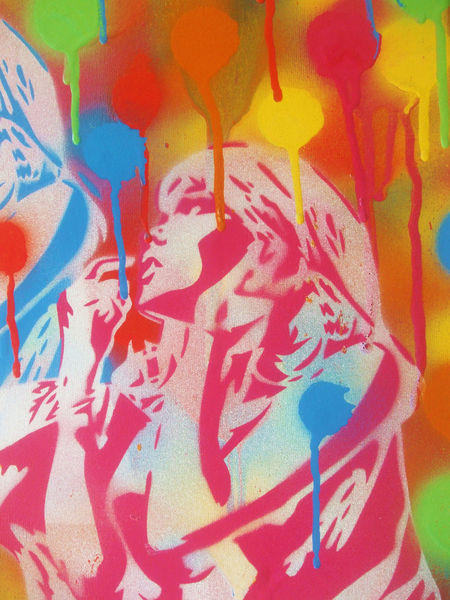tastes like candy,abstract stencil art painting on canvas,rainbo ...