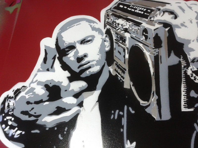 Eminem stencil art painting on 24 by 24 inch canvas,hip hop,rap ...