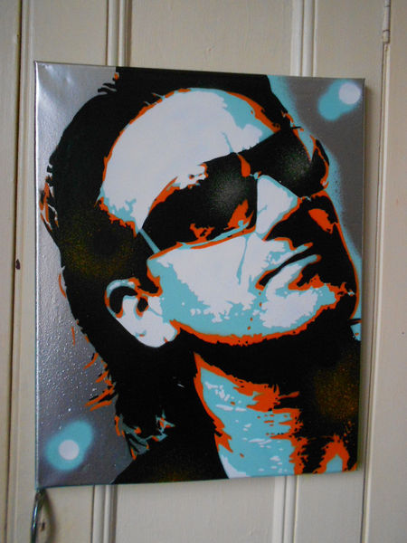 bono custom painting, stencils & spraypaints on canvas,U2,music ...