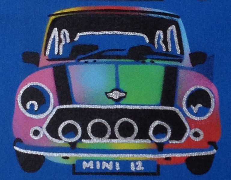 mini pop art painting,kids,60s,cars,colours,hippy,italian job,ca ...