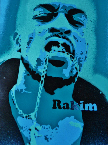 painting on card of Rakim,stencils & spraypaints,hip hop art,rap ...