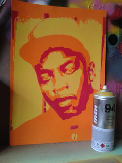 DR DRE painting on card,stencils,spraypaints,hip hop,rap,music,w - Abstract Graffiti - PinkLion