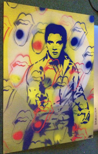 painting of elvis presley,stones v elvis,stencils & spraypaints ...