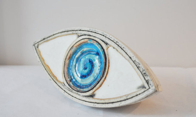 Ceramic blue eye sculpture - ArktosArt - PinkLion