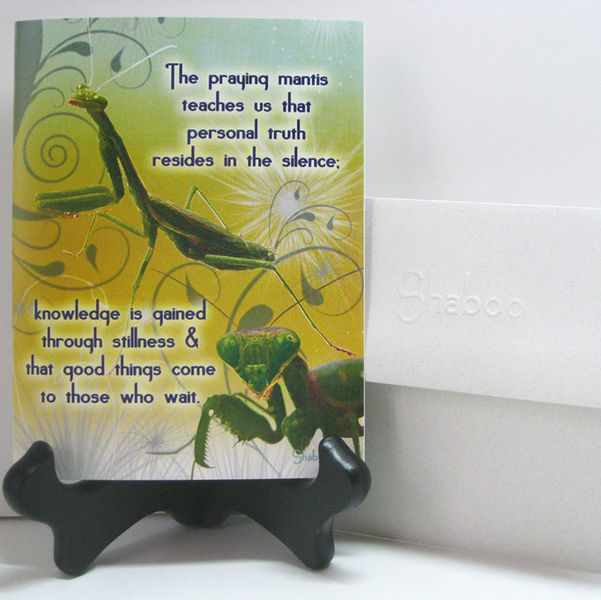 PRAYING MANTIS: Unique Blank Greeting Card - Shaboo Prints - PinkLion