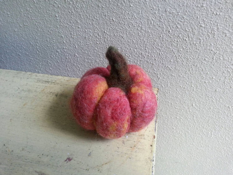 Red Orange Felted Wool Pumpkin - Fall Decor - Needle Felted Pump - Liz ...