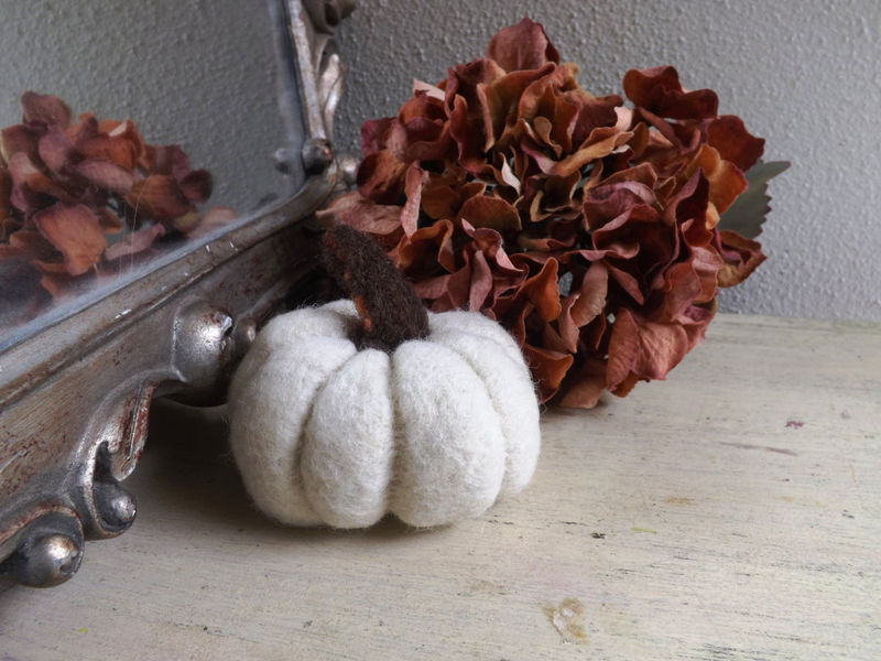 Ivory Felted Wool Pumpkin - Fall Decor Needle Felted Pumpkins - Liz's ...