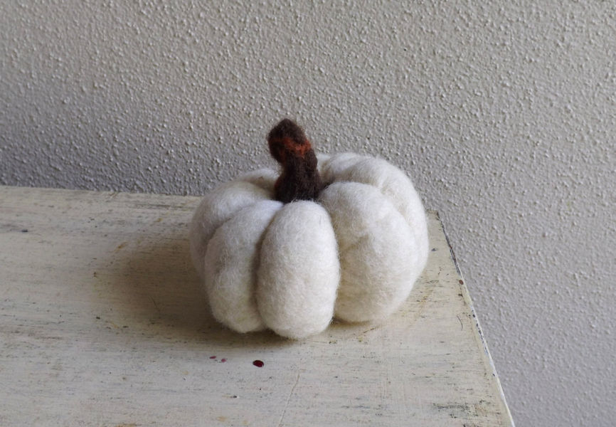 White Felted Wool Pumpkin - Fall Decor Needle Felted Pumpkins - Liz's ...