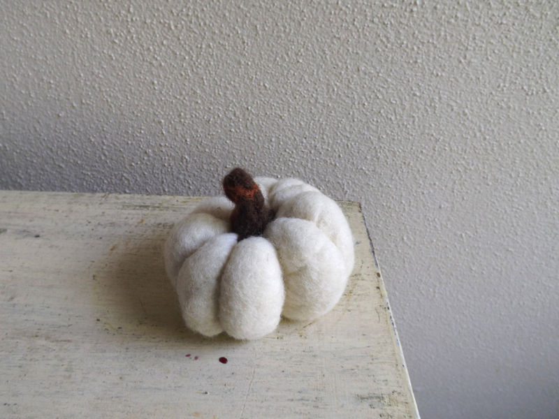 White Felted Wool Pumpkin - Fall Decor Needle Felted Pumpkins - Liz's ...