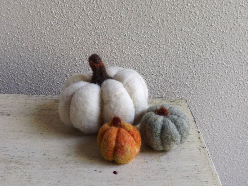 White Felted Wool Pumpkin - Fall Decor Needle Felted Pumpkins - Liz's ...