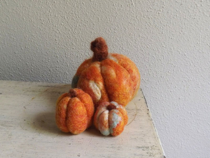 Felted Wool Pumpkin - Fall Decor Needle Felted Pumpkins - Liz's Shop ...