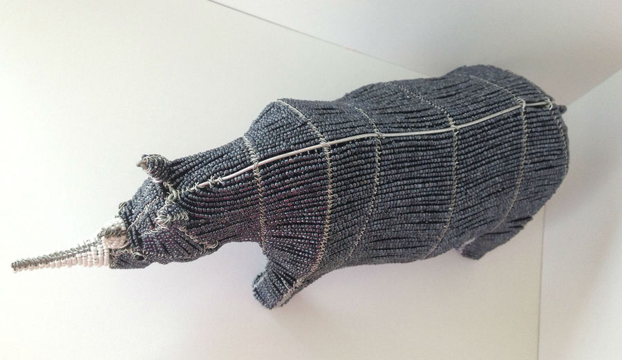 Rhino - Mini-sculpture - Beaded Wire Art - Zenda -African bead and wire ...