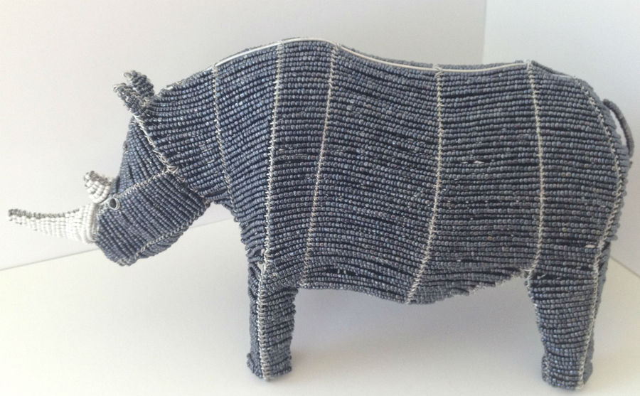 Rhino - Mini-sculpture - Beaded Wire Art - Zenda -African bead and wire ...