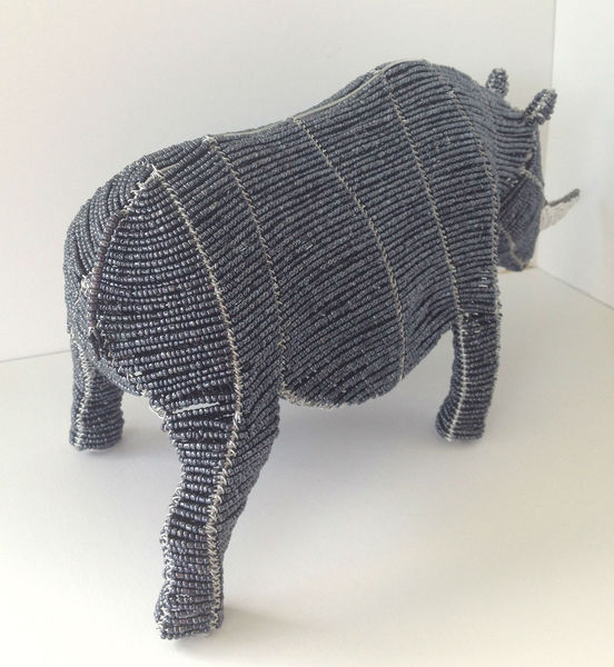 Rhino - Mini-sculpture - Beaded Wire Art - Zenda -African bead and wire ...