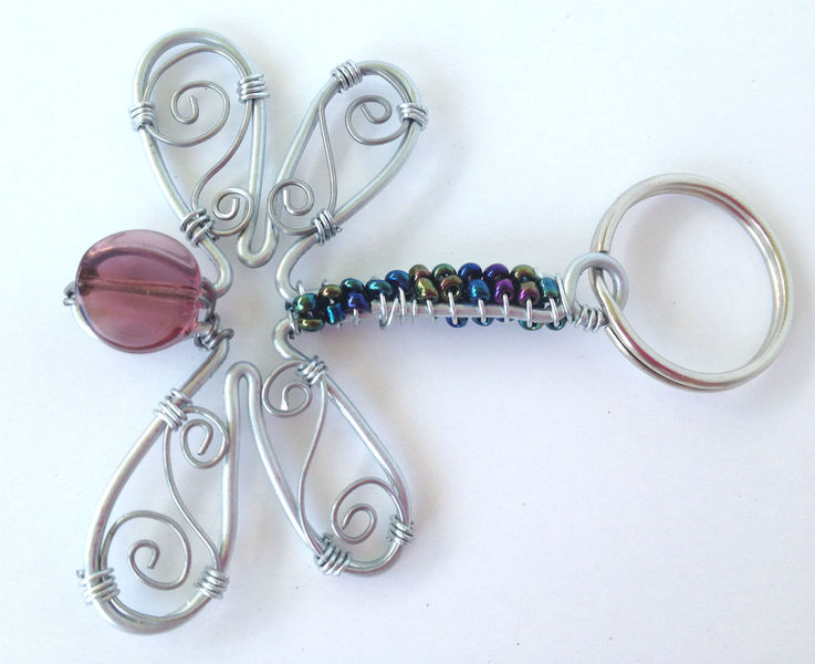 Dragonfly - Beaded Wire Art Keychain - Handmade - Zenda -African bead ...