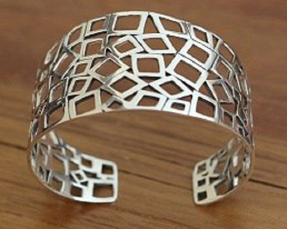 SILVER SQUARES CUFF BRACELET / SILVER CUFF / WOMENS BRACELET ...