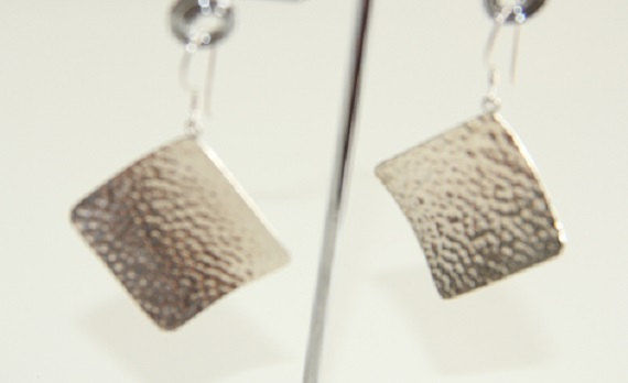 SILVER SQUARE EARRINGS / BRIDAL JEWELRY / SILVER DANGLE EARRINGS ...