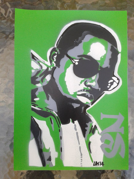 Nas stencil painting on card,spray paints,hip hop,urban art,rap ...