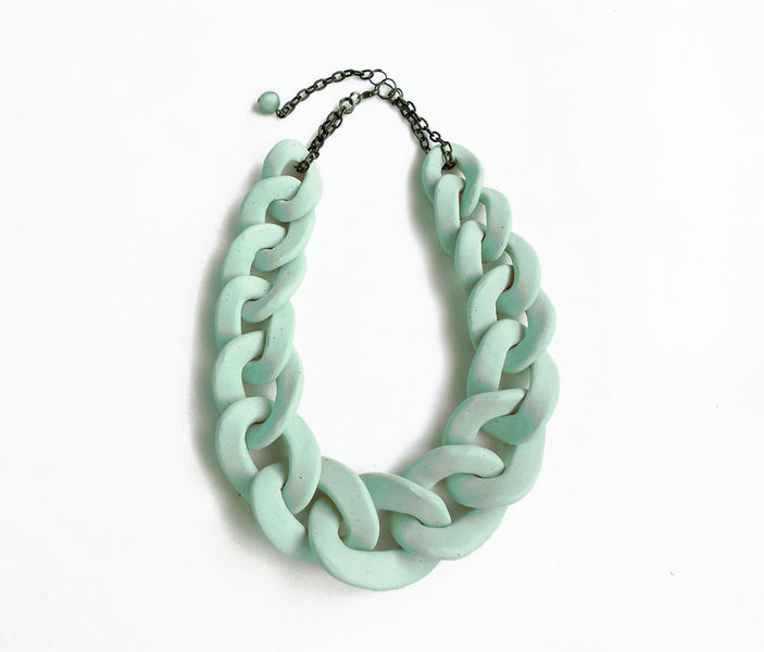 Mint Chain Link Necklace, Oversized Chain Statement Necklace ...