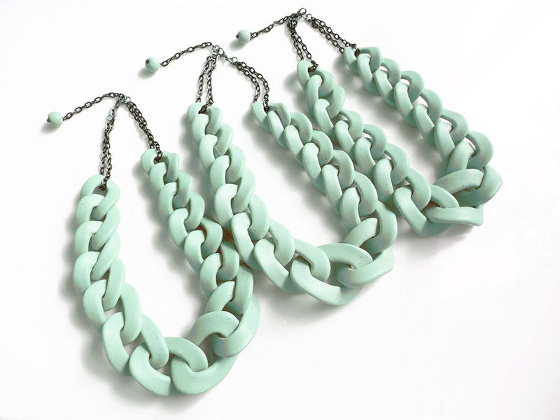 Mint Chain Link Necklace, Oversized Chain Statement Necklace ...