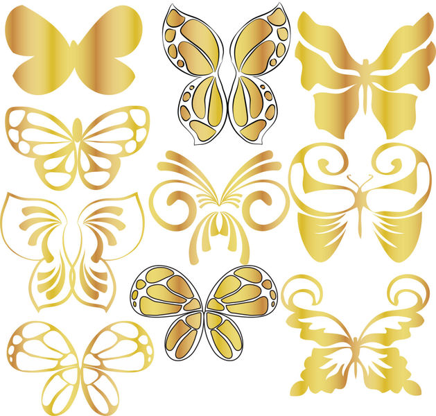 Gold Butterflies clipart, Gold clip art, Digital Clipart Butterf ...