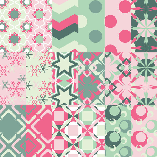 Pink mint digital paper, soft green, mix pattern digital paper ...
