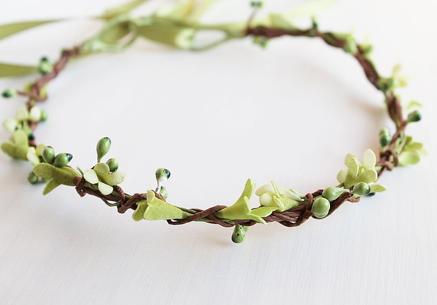 Green Floral Crown, Woodland Circlet, Boho Halo, Green Crown ...