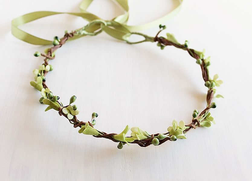 Green Floral Crown, Woodland Circlet, Boho Halo, Green Crown ...