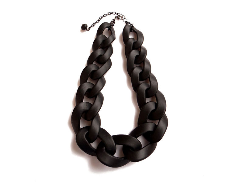 Black Oversized Chain Necklace,Chunky Chain Polymer Necklace ...