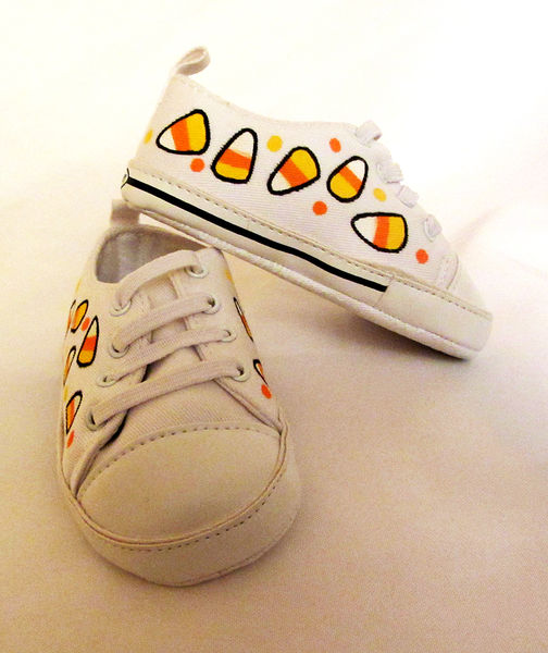 Halloween Hand Painted Candy Corn Baby Shoes - Shoeluvly - PinkLion