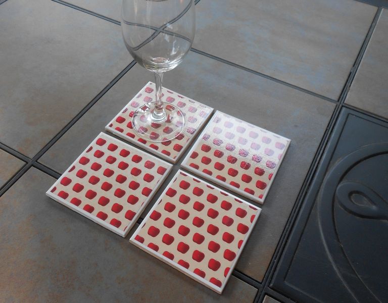 Apple Coasters - Set ofFour - SandycraftsOnline - PinkLion