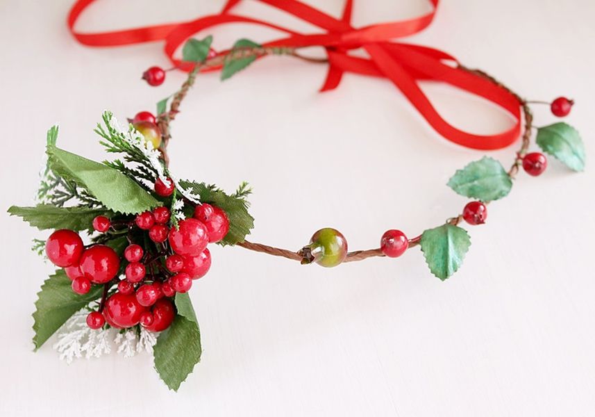 Red Holiday Christmas Crown, Winter Wedding Head Wreath - HandyCraftTS ...