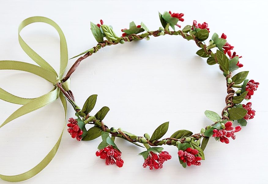 Red Berries Christmas Crown, Holiday Party Crown - HandyCraftTS - PinkLion