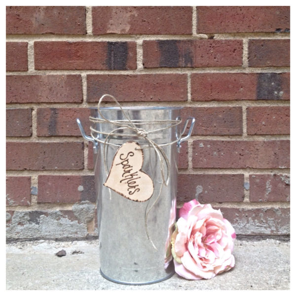 Galvanized Silver Rustic Tall Bucket Wedding Sparkler Holder ...