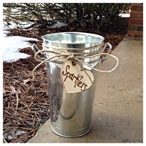 Galvanized Silver Rustic Tall Bucket Wedding Sparkler Holder ...