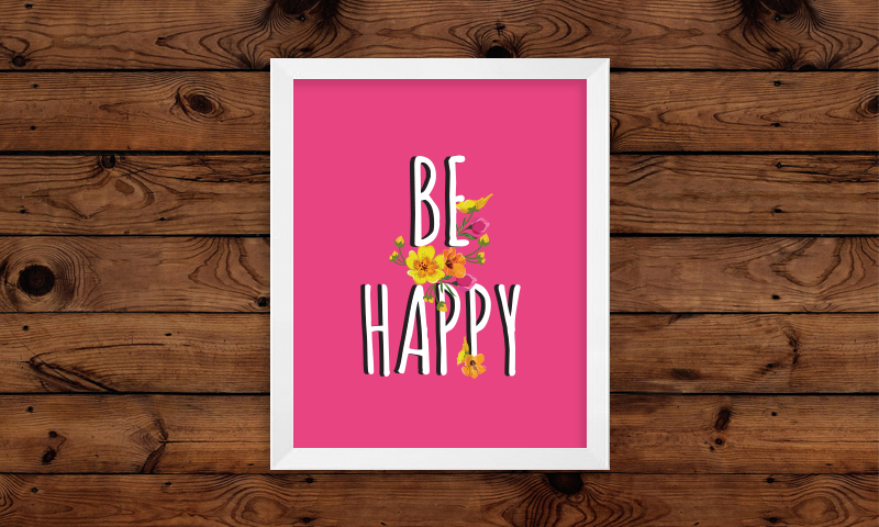 Be Happy Wall Art Print - Honey Paper Designs - PinkLion