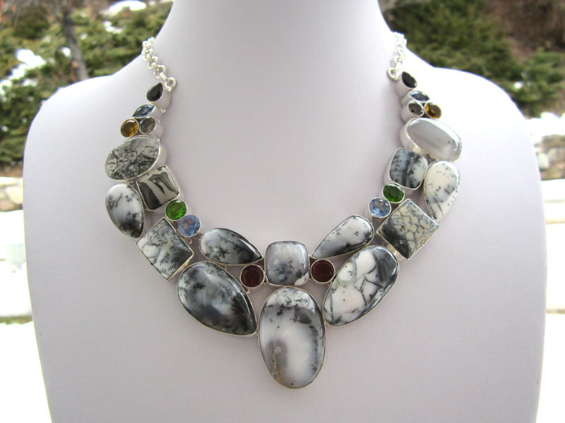 Merlinite Agate Opal Gemstone Necklace - Crystal Beauties - PinkLion