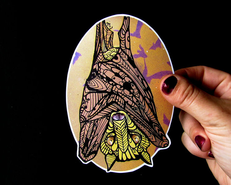 Bat Sticker Zentangle Decal - MayhemHere - PinkLion