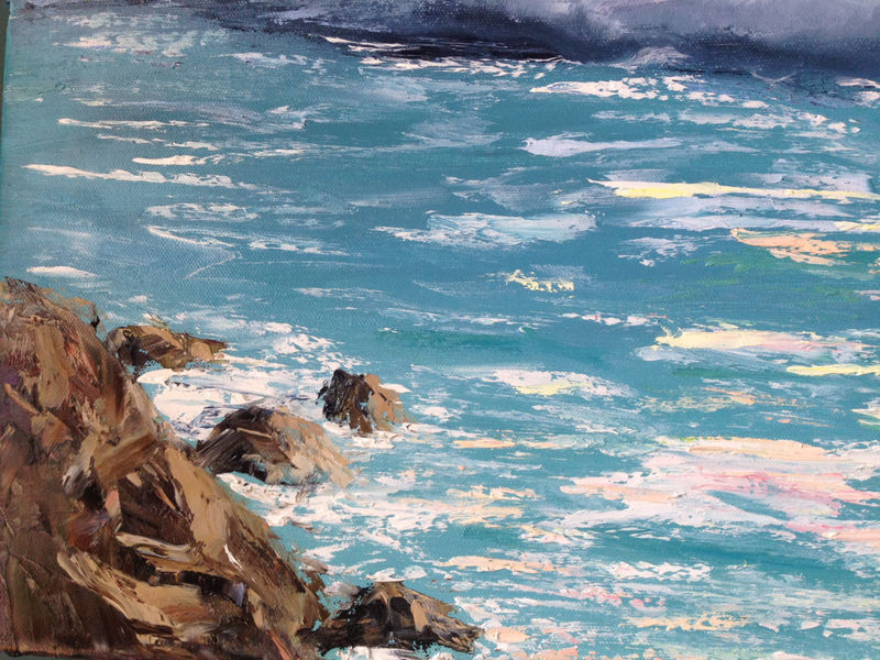 giclee PRINT wave sea ocean seascape reproduction blue foam sun ...