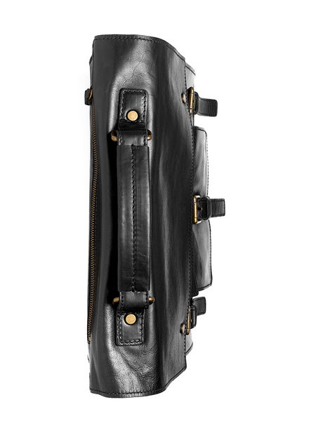 Handmade leather satchel briefcase- Black - Satch&Fable - PinkLion